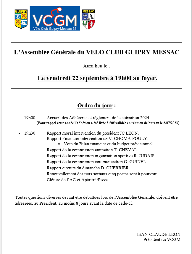 Les Circuits de la semaine - VCGM : Le vélo Club de Guipry Messac